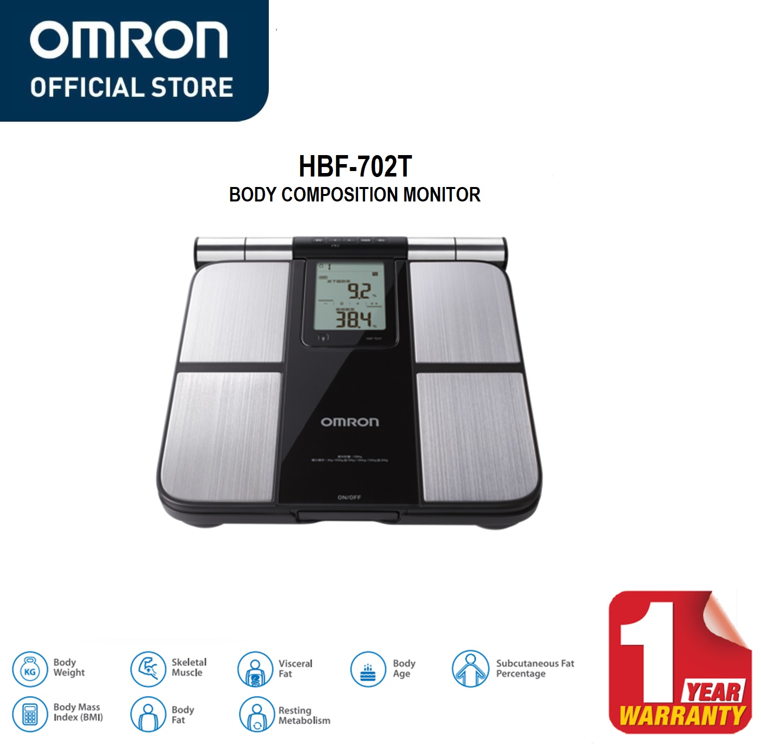 Omron HBF-702T Digital Body Composition Monitor Weighing Weight Scale ...