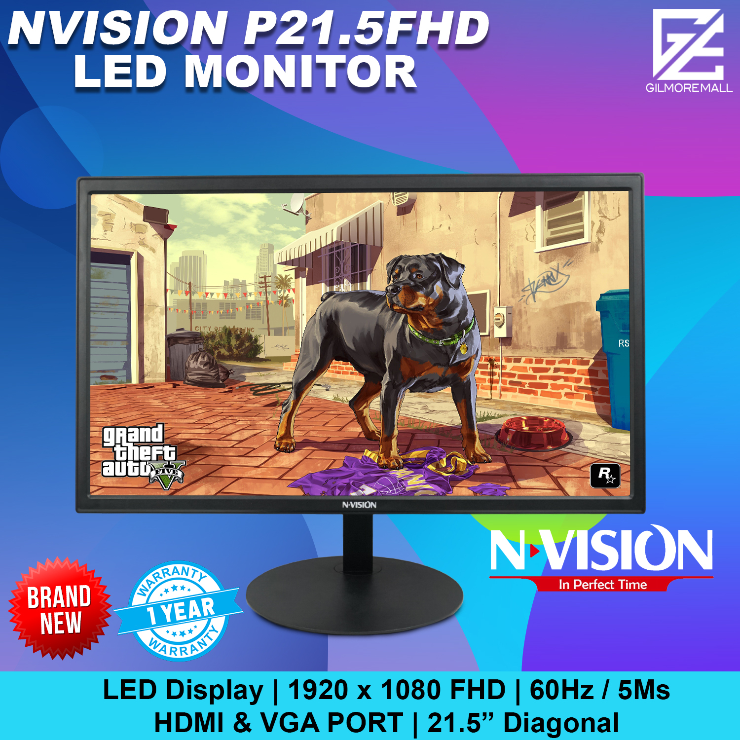 Nvision 21.5" inch P215FHD LED Wide Monitor | 1920x1080FHD | HDMI & VGA ...