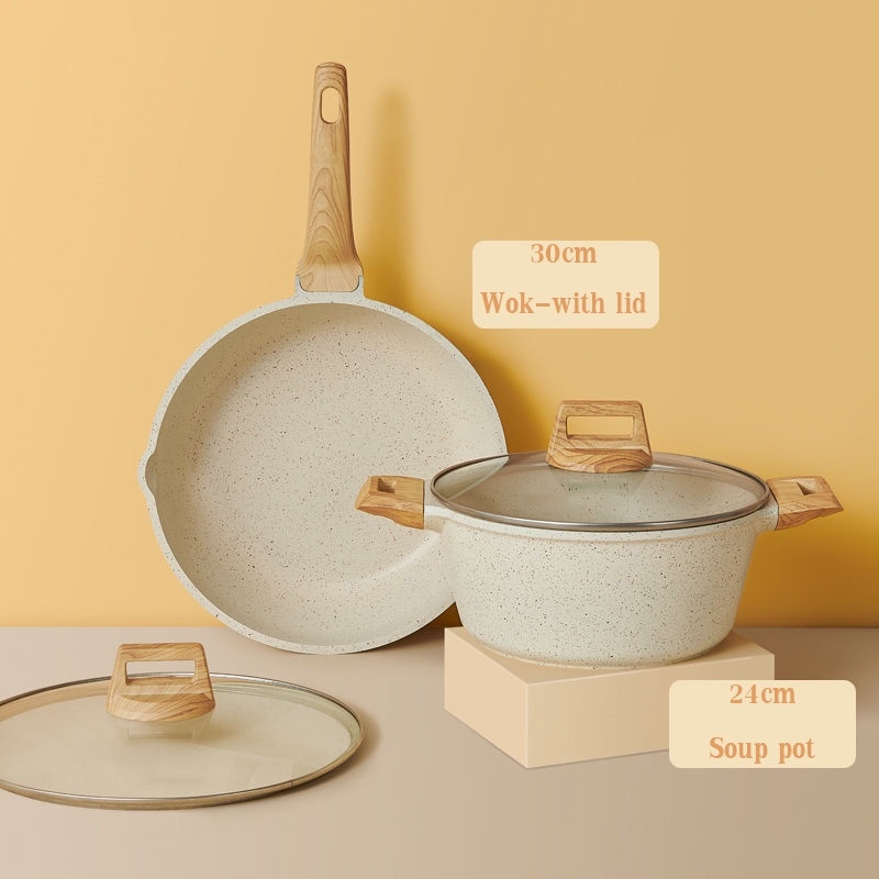 Non Stick Granite kitchen cookware set 4 pieces Kawali wok Die-Cast ...