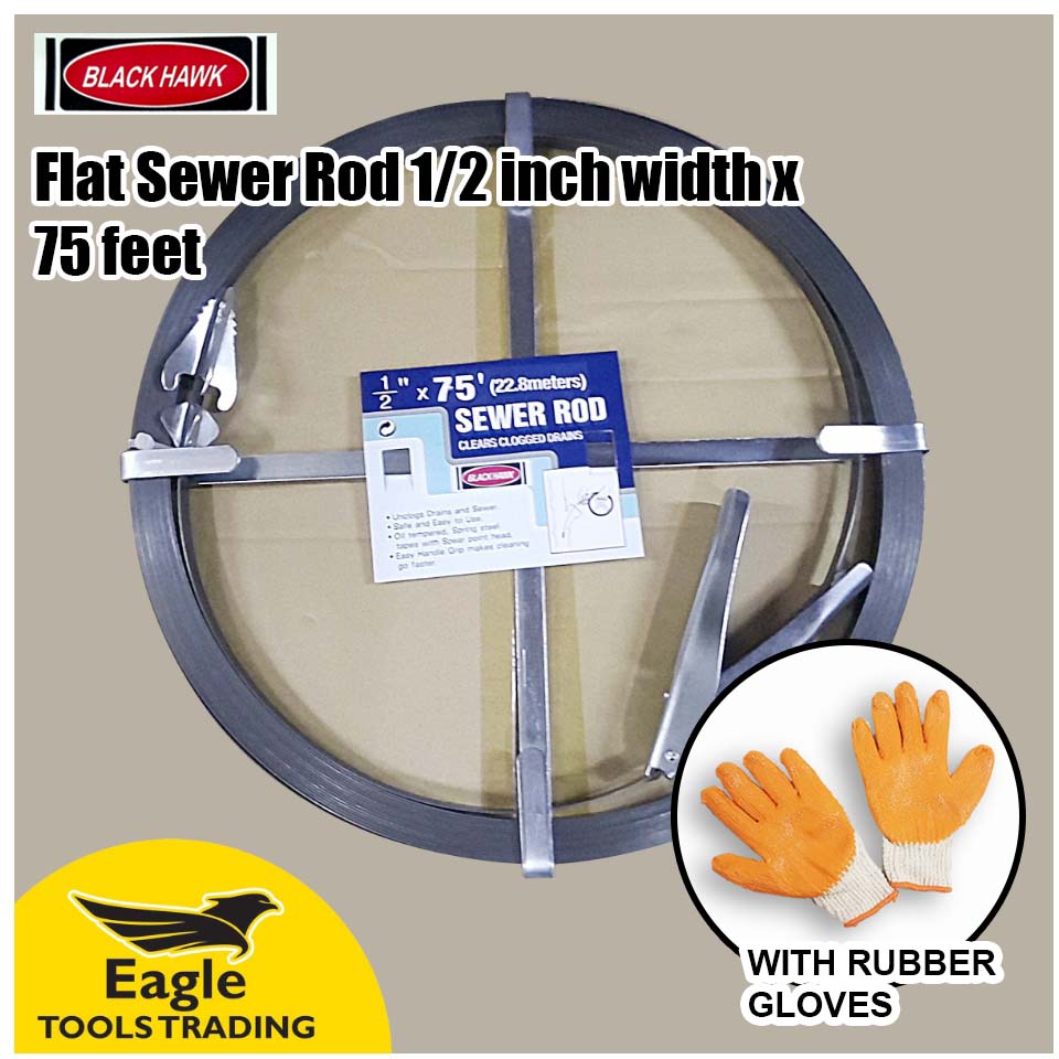 Black Hawk Flat Sewer Rod | Plehe | Panundot | 2" thru 4" pipe | CHOOSE ...