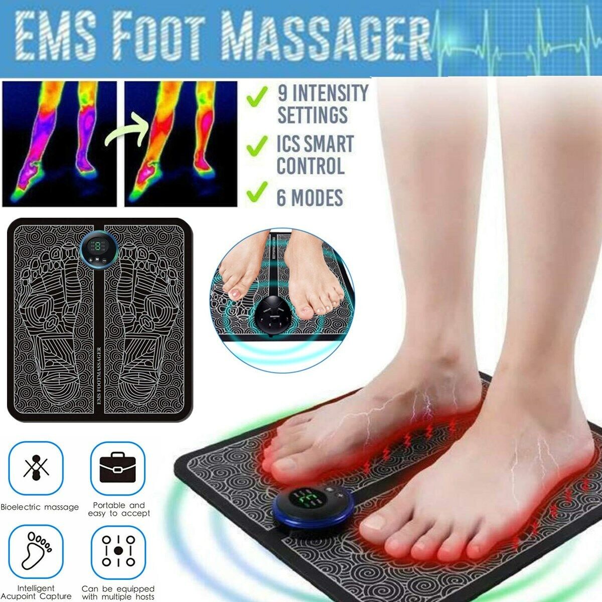 Authentic Japan Electric EMS Foot Massage Pad Relieve Fatigues Stress ...