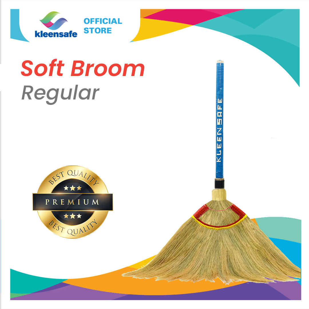 Kleensafe Soft Broom Regular Walis Tambo Plastic-coated Wooden Handle ...