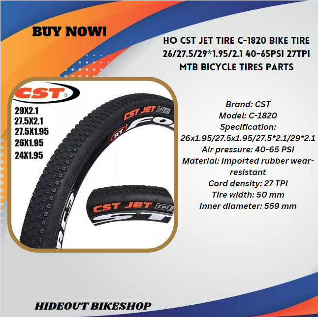HO CST JET Tire C-1820 Bike tire 26/27.5/29*1.95/2.1 40-65PSI 27TPI MTB ...