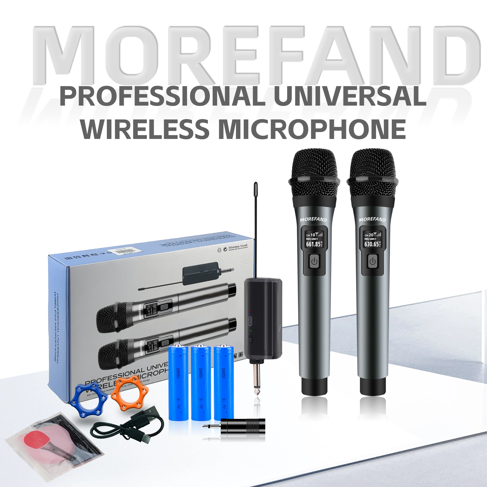 Rechargeable Wireless Microphone Original Dual Handheld Microphone with ...