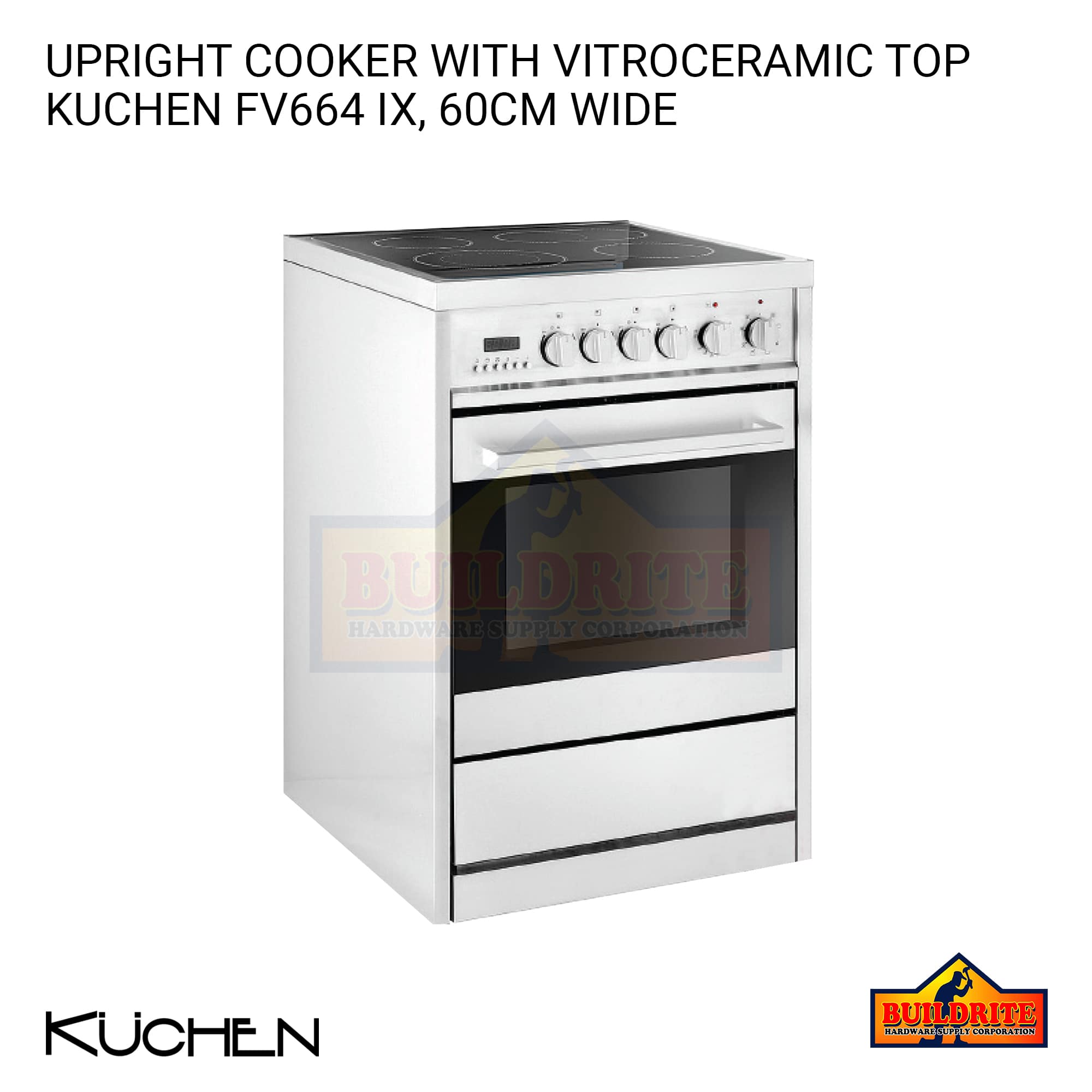KUCHEN KCH.FV664.IX Upright Cooker With Vitroceramic Top Electric Range ...
