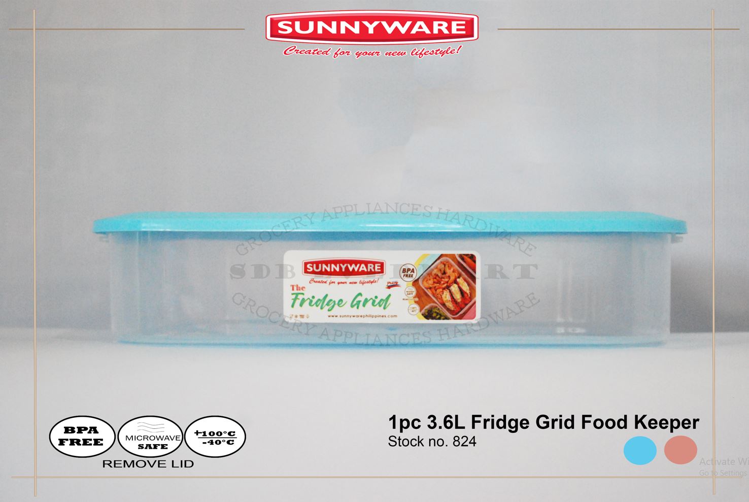 Sunnyware-Food Keeper Fridge Grid Food Storage-5.4L-[824]-Blue Pink-1pc ...