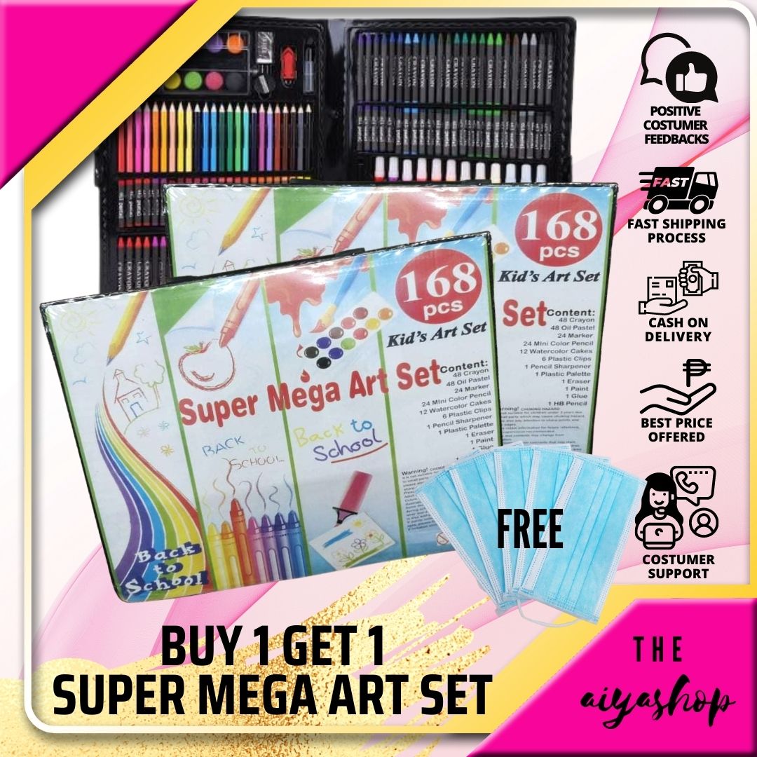 TheAiyaShop. BUY 1 GET 1. Kids Super Mega ART Coloring Set with 168 pcs ...