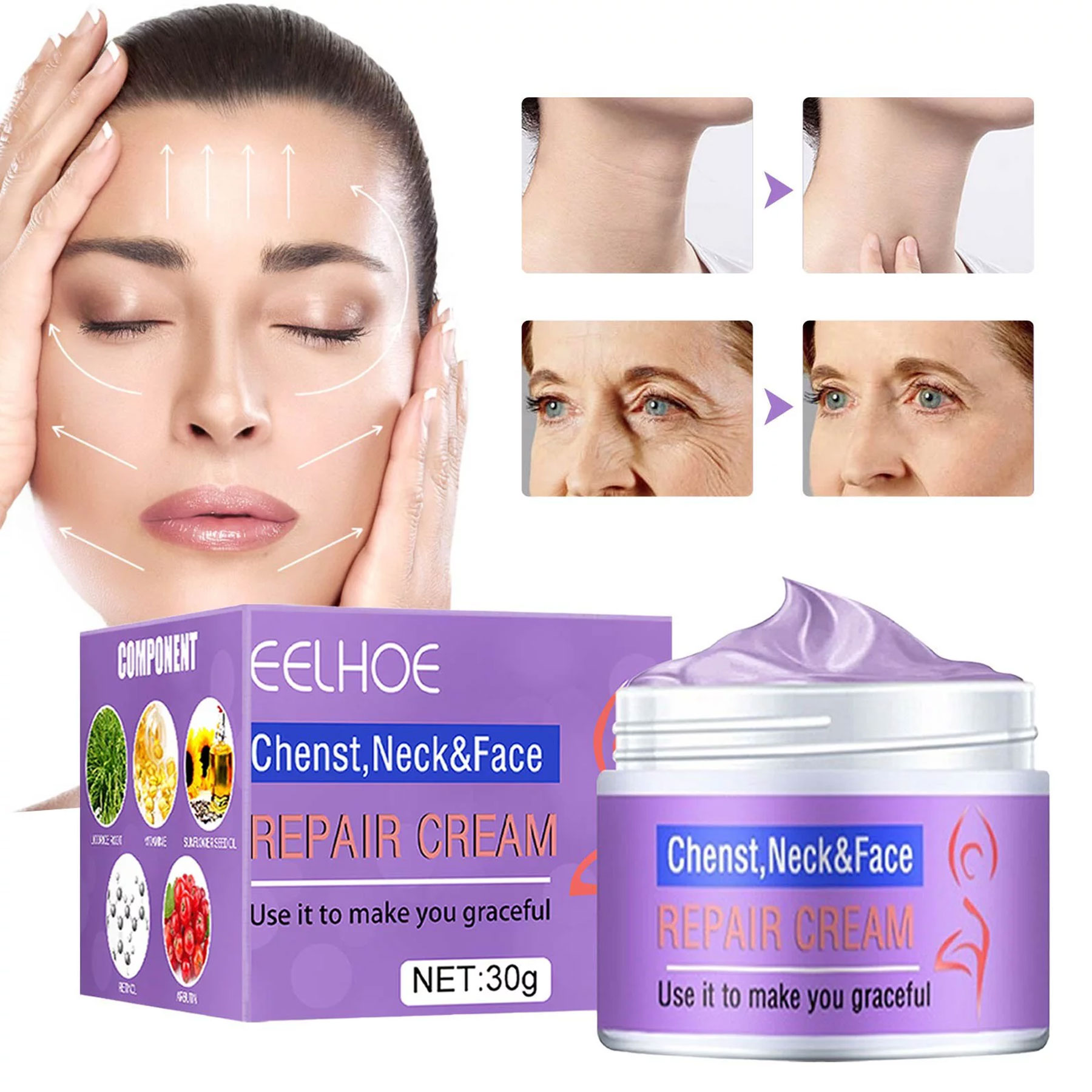 RIGHTCLICK 30g Eelhoe Chest Neck & Face Repair Cream Whitening ...