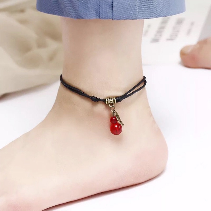 🔥🔥Retro Mori Personality Couple Anklet Creative Black Wax Rope Braided ...