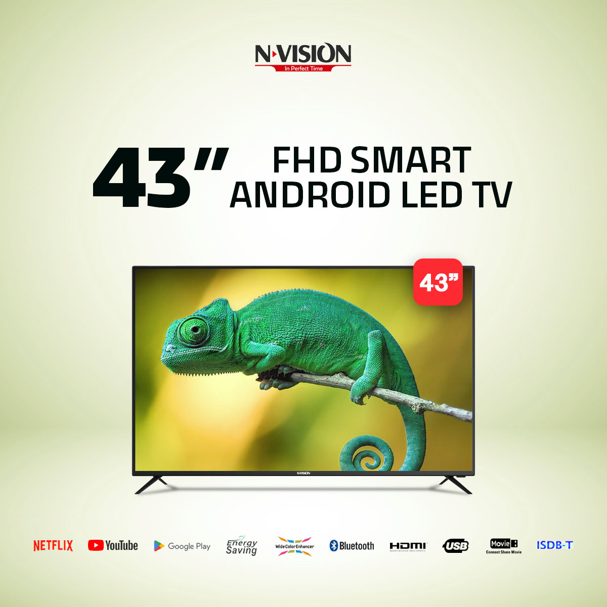 WOW | NVISION 43" FHD SMART ANDROID LED TV Built-in ISDB-T | Model: S800-T43MA | Lazada PH