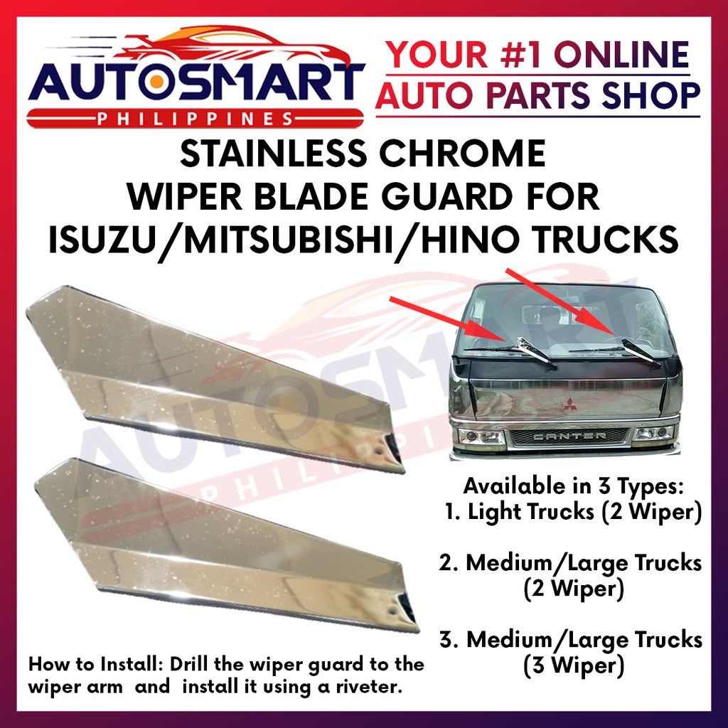 Stainless Chrome Wiper Blade Guard Garnish for Isuzu/Mitsubishi/Hino ...