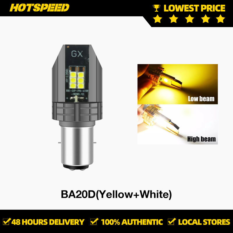 HOTSPEED Mini Driving Light Killer Bulb Motorcycle LED Headlight With Blue Park Light T19 H4 ...