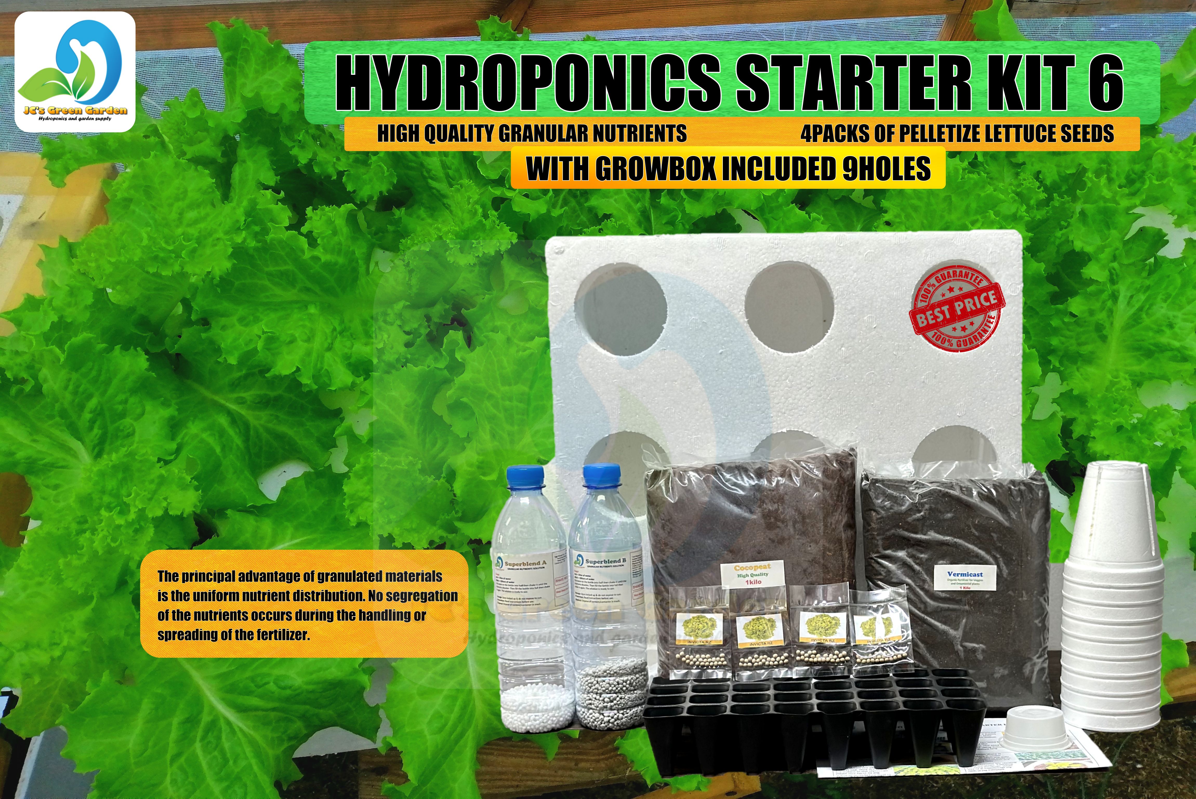 HYDROPONICS STARTER KIT 6 - WITH GROWBOX/4PACKS PELLETIZE LETTUCE SEEDS ...