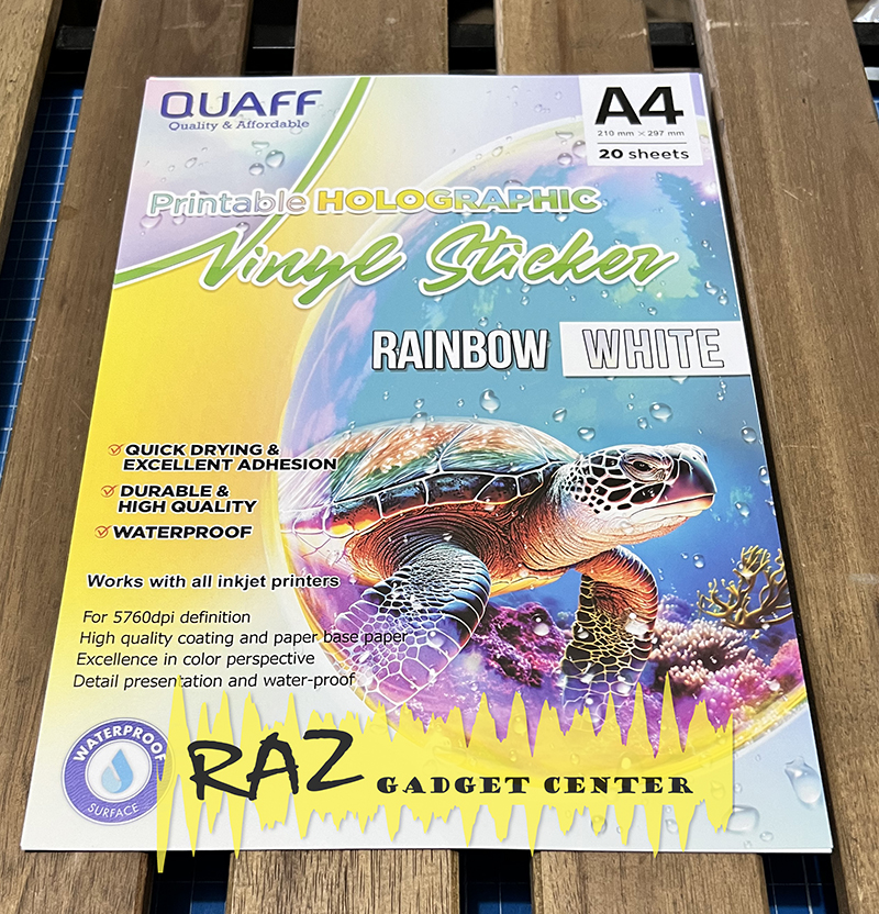 Quaff Printable Vinyl Inkjet Sticker A4 Size Holographic Rainbow White ...