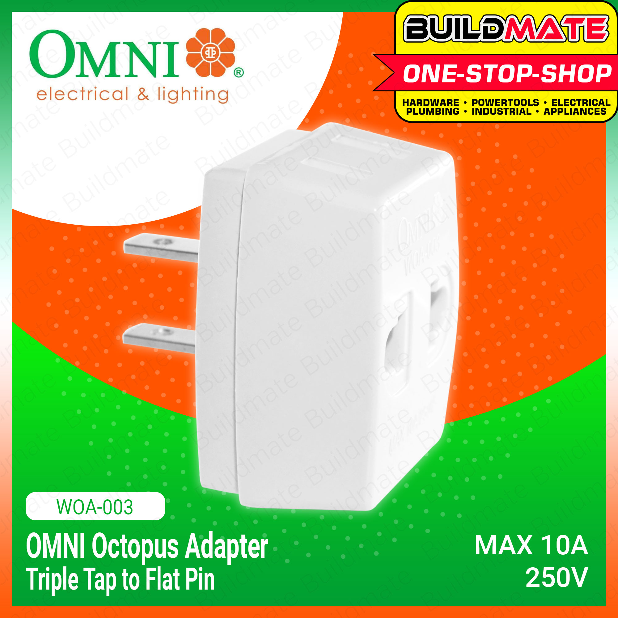 OMNI Octopus Adapter 10A 250V Triple Tap to Flat Pin WOA-003 ...