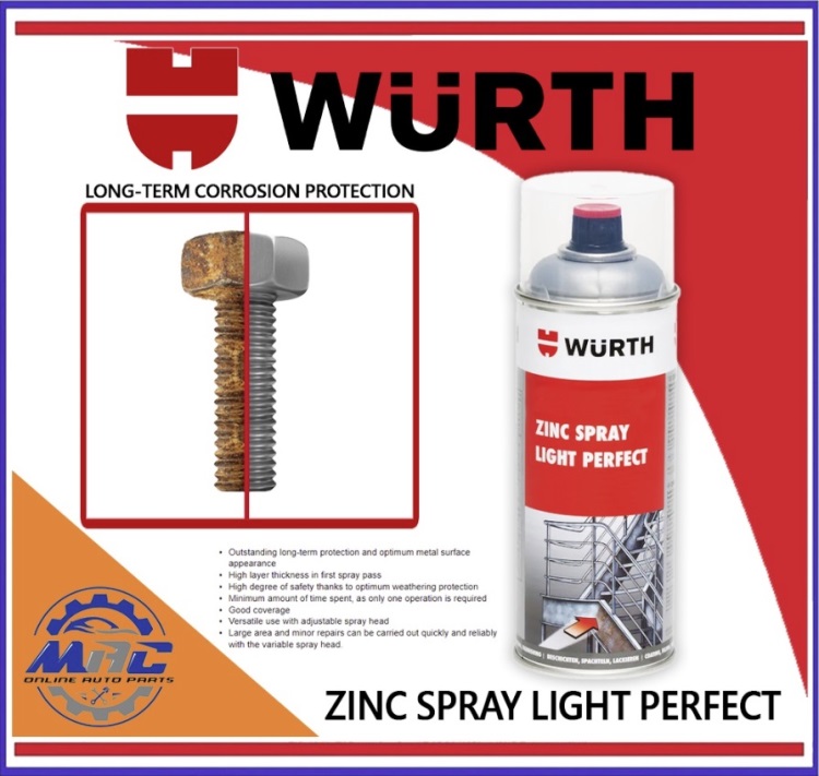 WURTH ZINC SPRAY LIGHT PERFECT CORROSION PROTECTION 400ML | Lazada PH