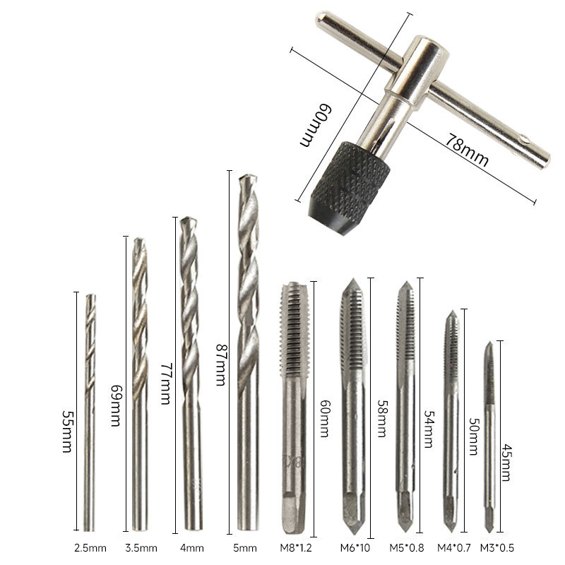 6/10pcs T-type Machine Screw Thread Tap Wrench Metal Hand Screw Thread ...