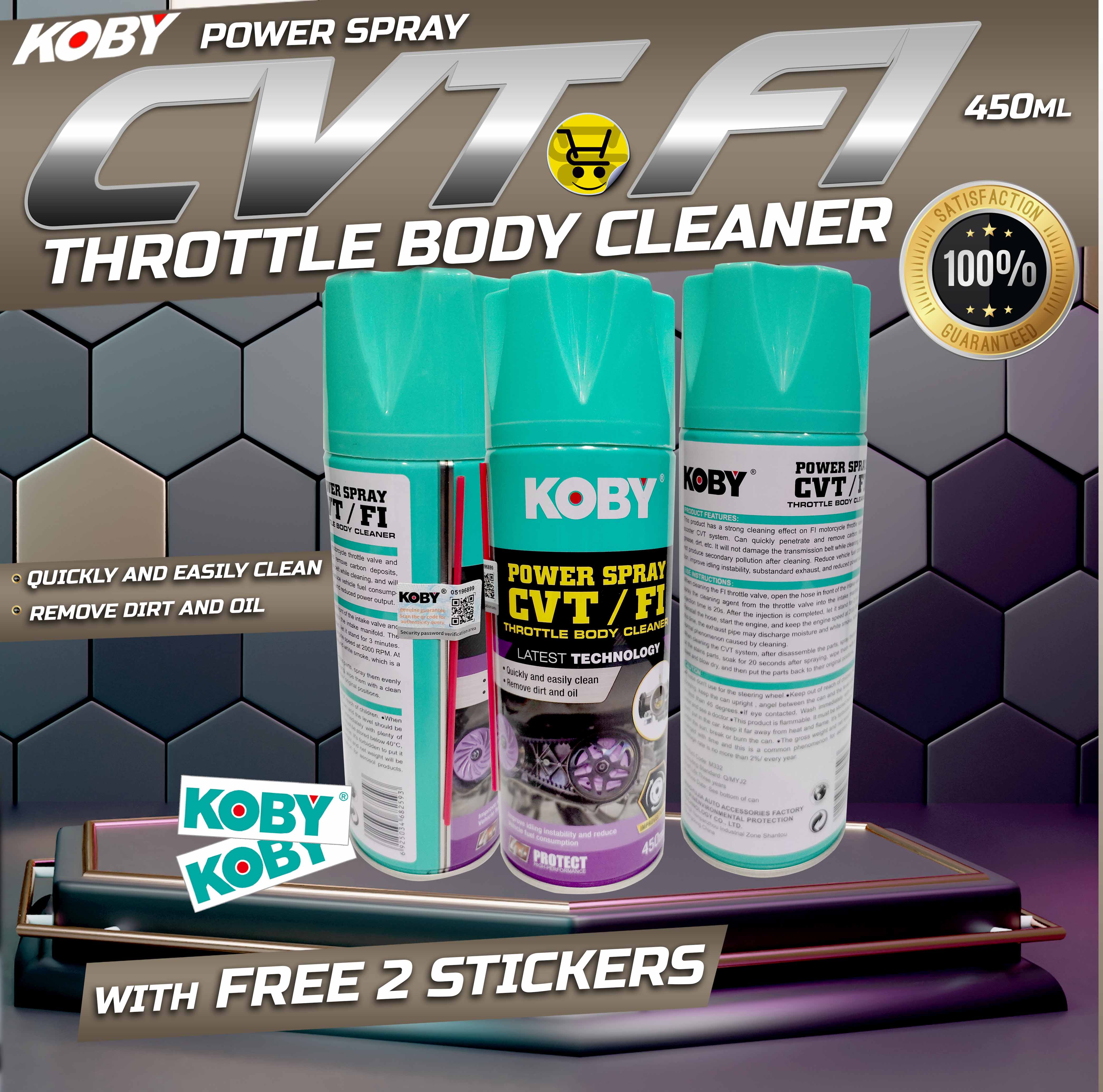 KOBY POWER SPRAY CVT/FI THROTTLE BODY CLEANER 450ML CVT CLEANER POWER ...
