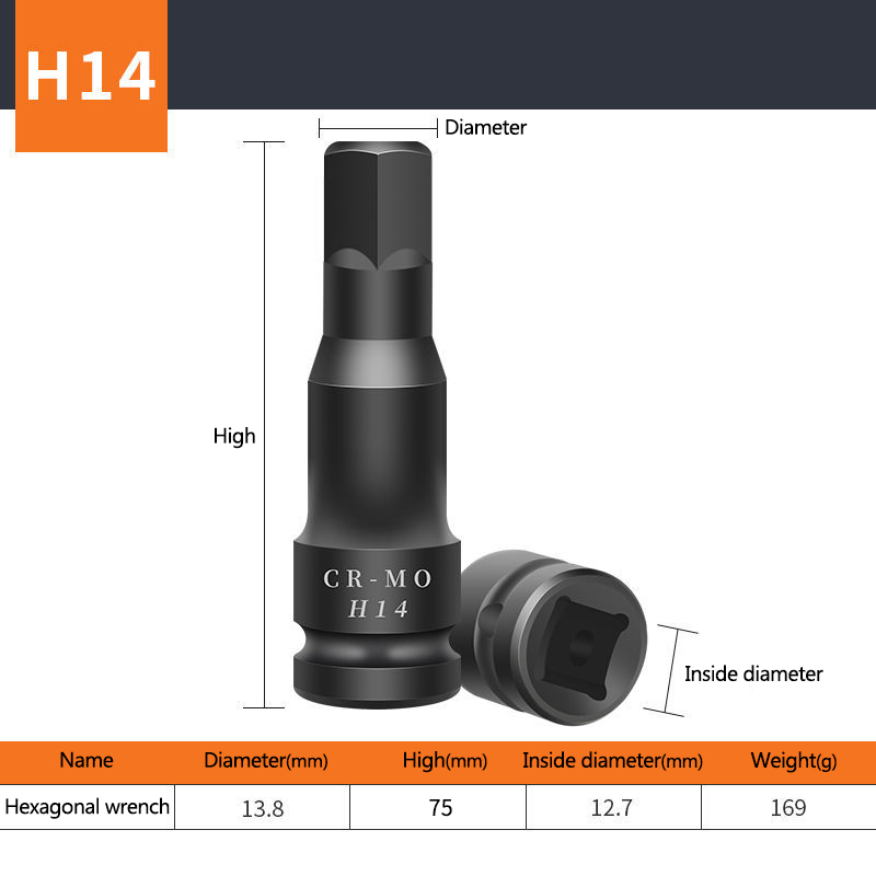 Hex Drive Bit Impact Hex Bit Socket Impact Set 1/2 inch Drive 75mm ...