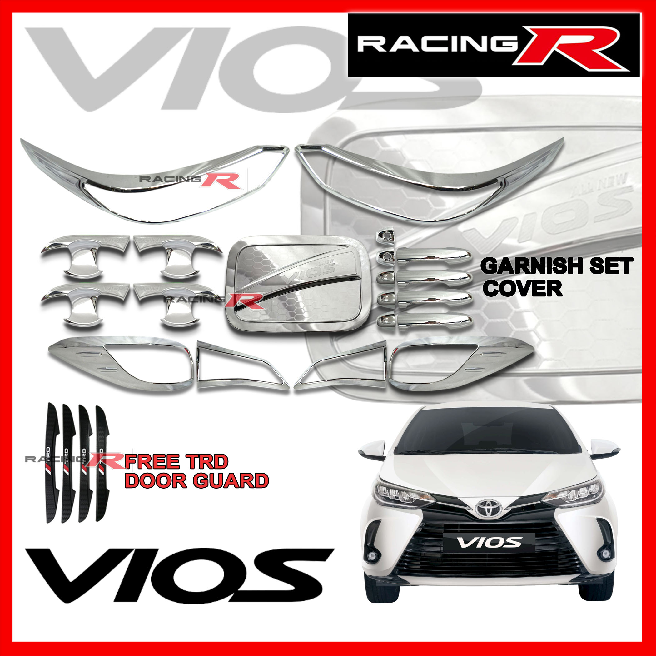 Toyota Vios Prime E/XE/XLE/J/G 2018 to 2024 Combo Set Garnish Cover ...