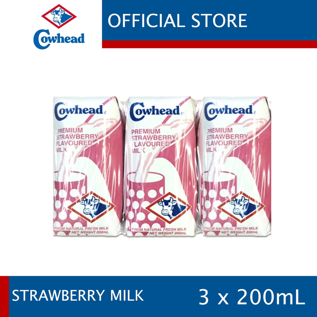 Cowhead Strawberry Milk 200mL x 3 [Fresh Milk - UHT Milk] | Lazada PH