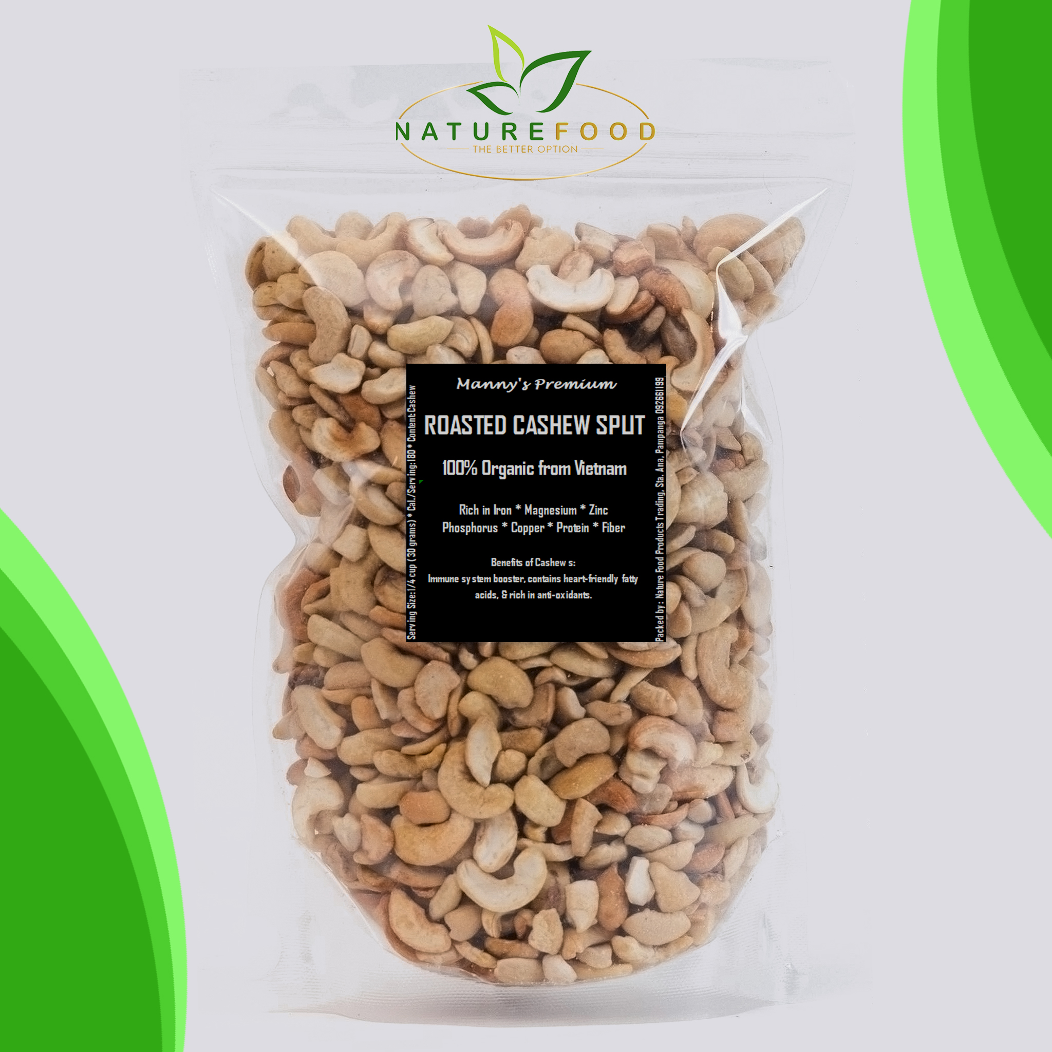 Roasted Cashew Split (Organic, Oil-free, Plain, Unsalted Healthy Low ...
