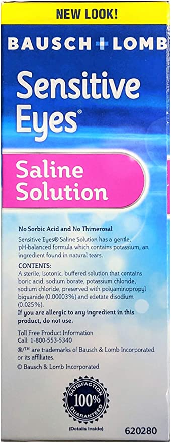 Bausch + Lomb Sensitive Eyes Saline Solution Gentle pH Balanced with ...