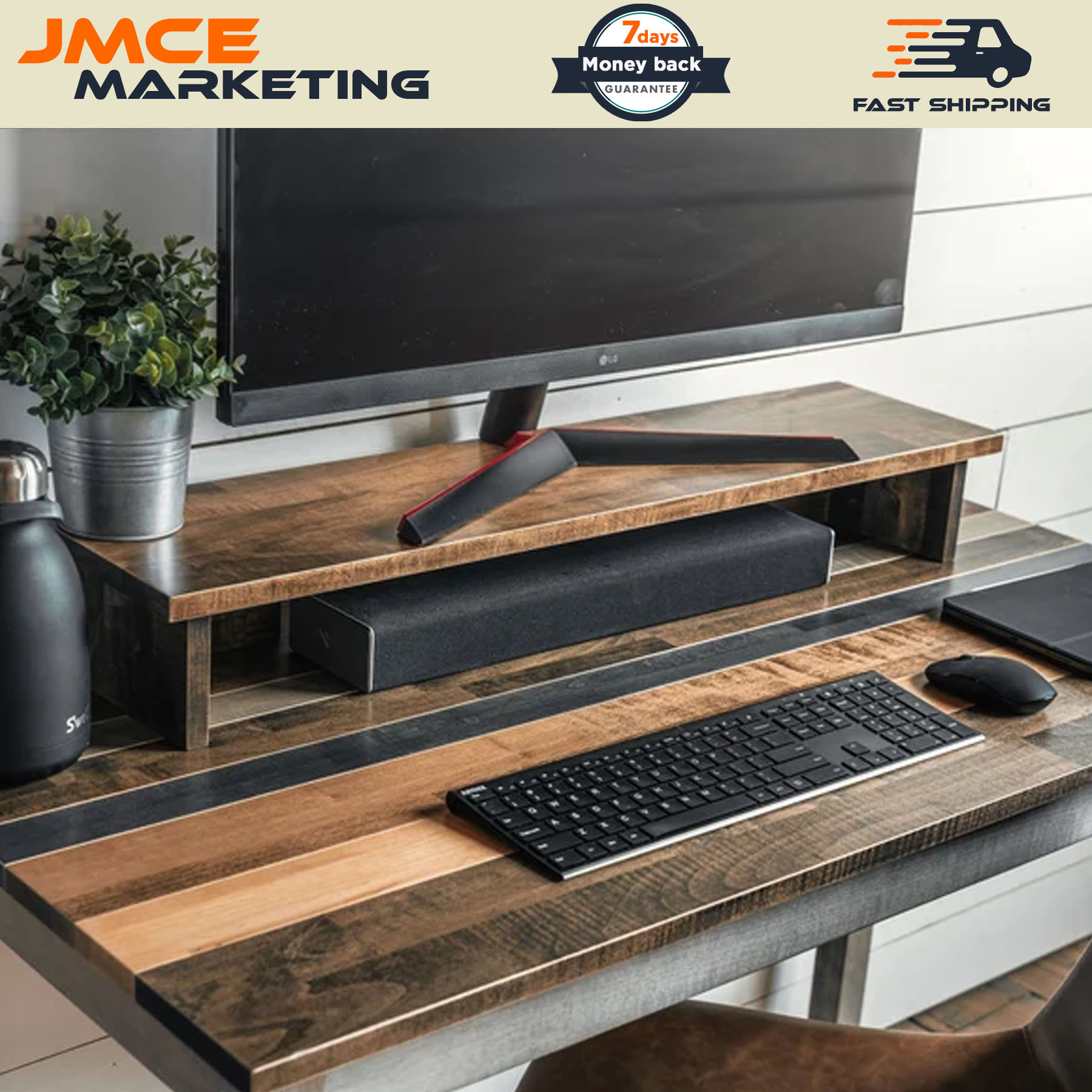 Wooden Monitor Riser Stand Single Monitor Pinewood Solid Palochina Real ...