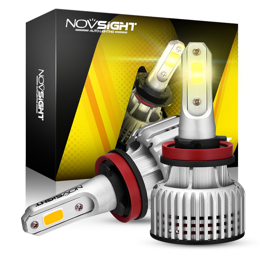 Novsight N12Y H4 H11 LED Headlight Car Foglamp Yellow Light 72W 10000LM Bulb (ORIGINAL 2PCS ...