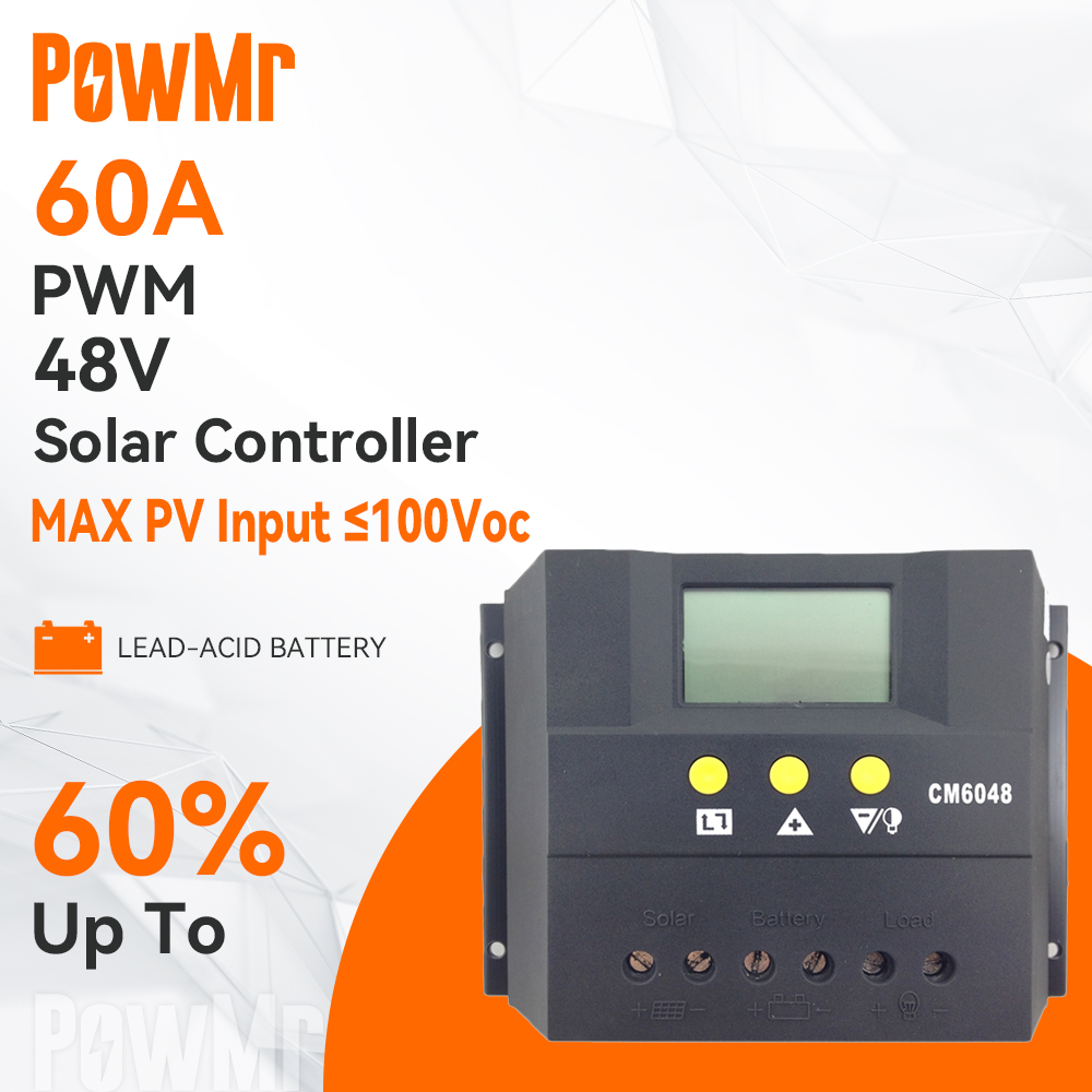 PowMr 60A 48V PWM Solar Controller PV Panel Battery Solar Charge ...