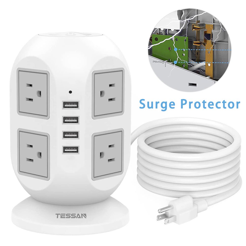 TESSAN Surge Protector 3 Metre Extension Cord Power Strip Extension ...