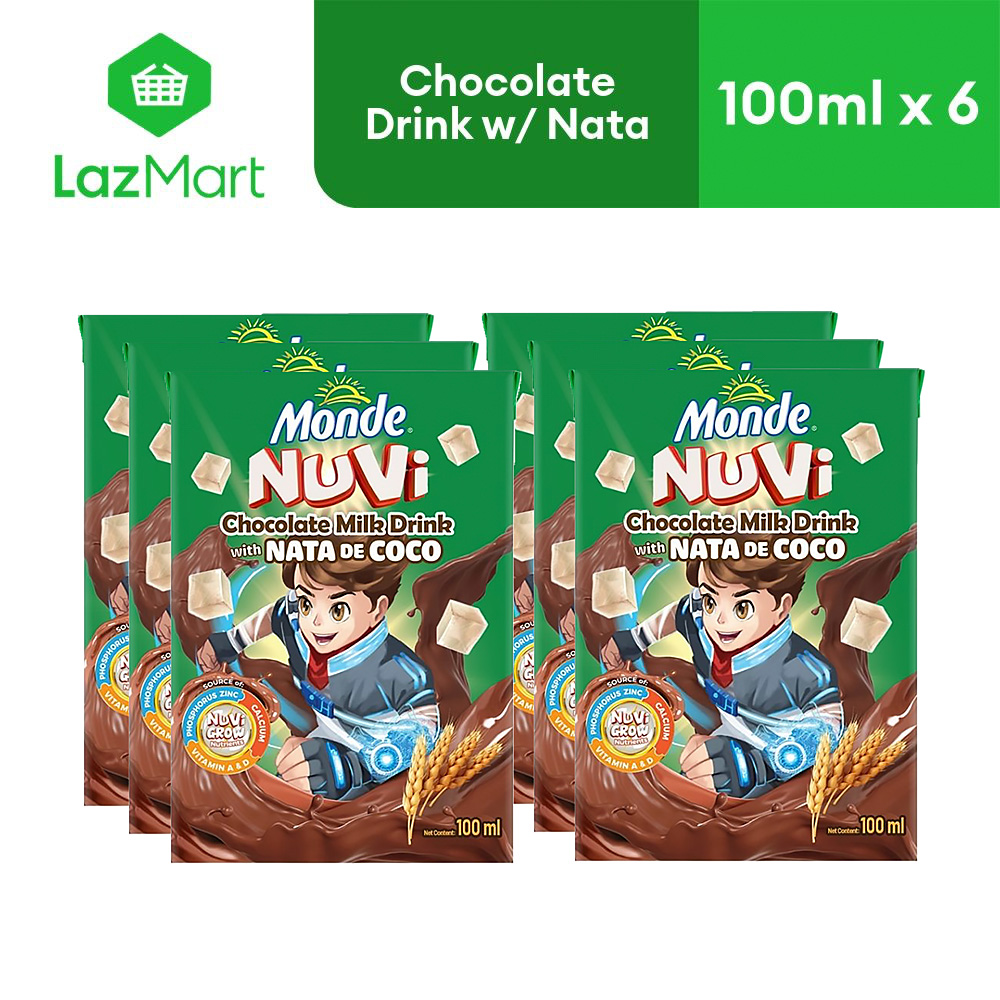 Monde Nuvi Chocolate Milk Drink with Nata de Coco 100ml - Pack of 6 | Lazada PH