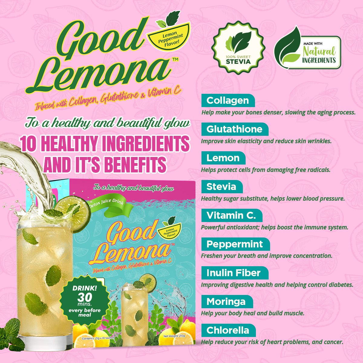 [FREE SHIPPING] ORIGINAL GOOD LEMONA BEAUTY AND DETOX JUICE DRINK 21G ...