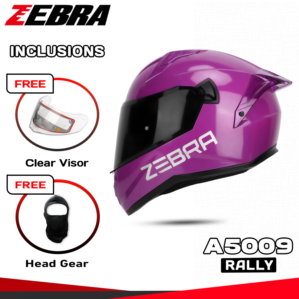 Zebra A5009 Rally Plain motorcycle full face helmet original dual visor ...
