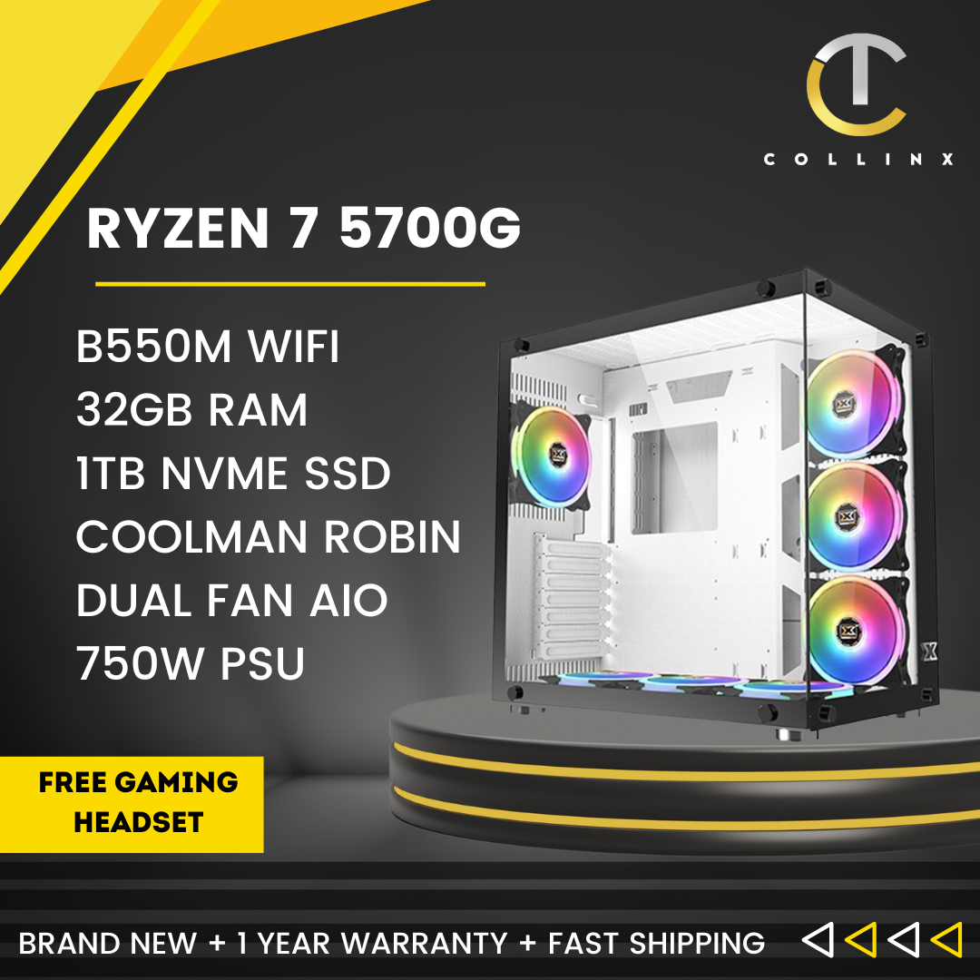[ CUSTOM GAMING PC BUILD ] AMD RYZEN 7 5700G Desktop | B550M WIFI 32GB ...