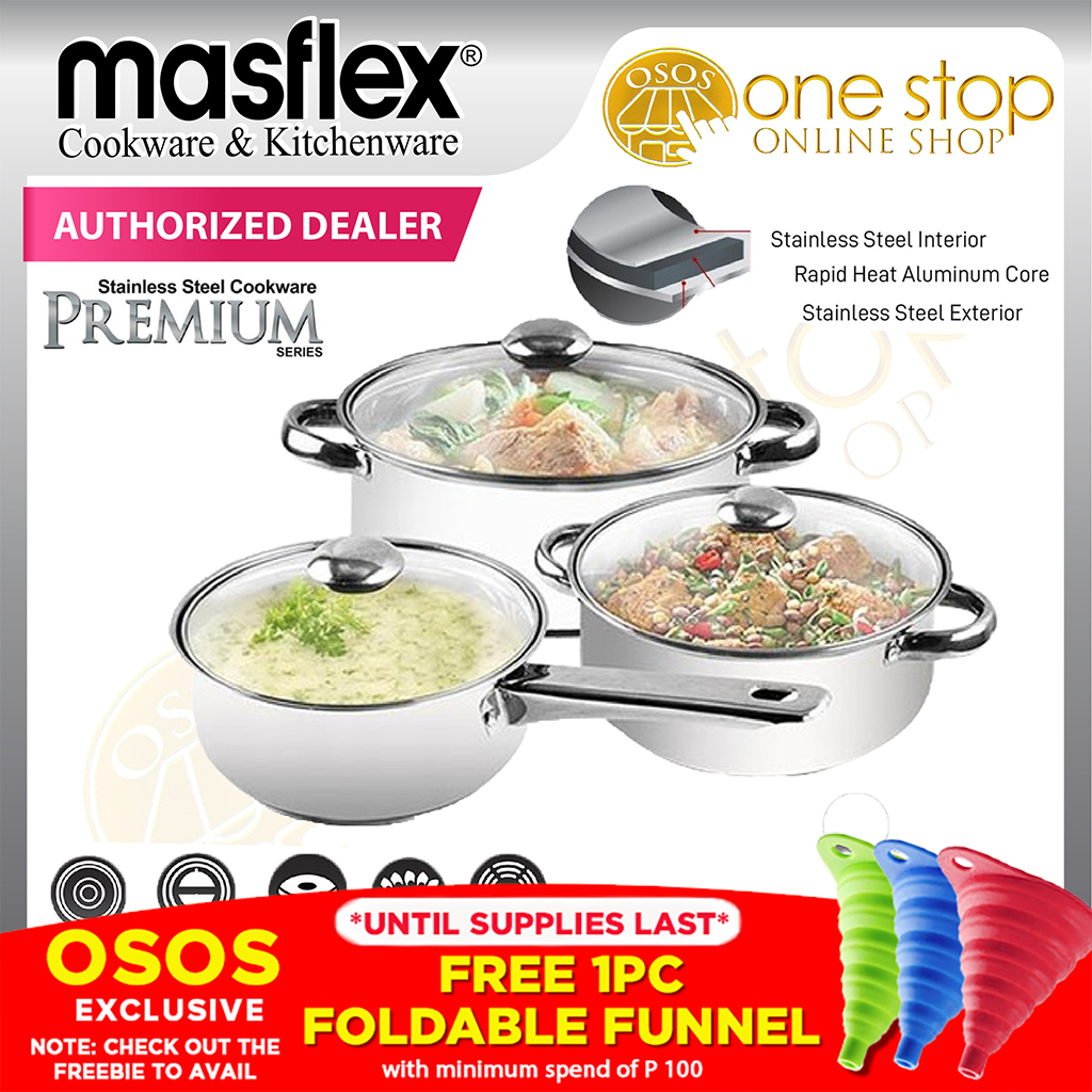 MASFLEX Original 6 PIECE STAINLESS STEEL INDUCTION COOKWARE SET RG-937 ...