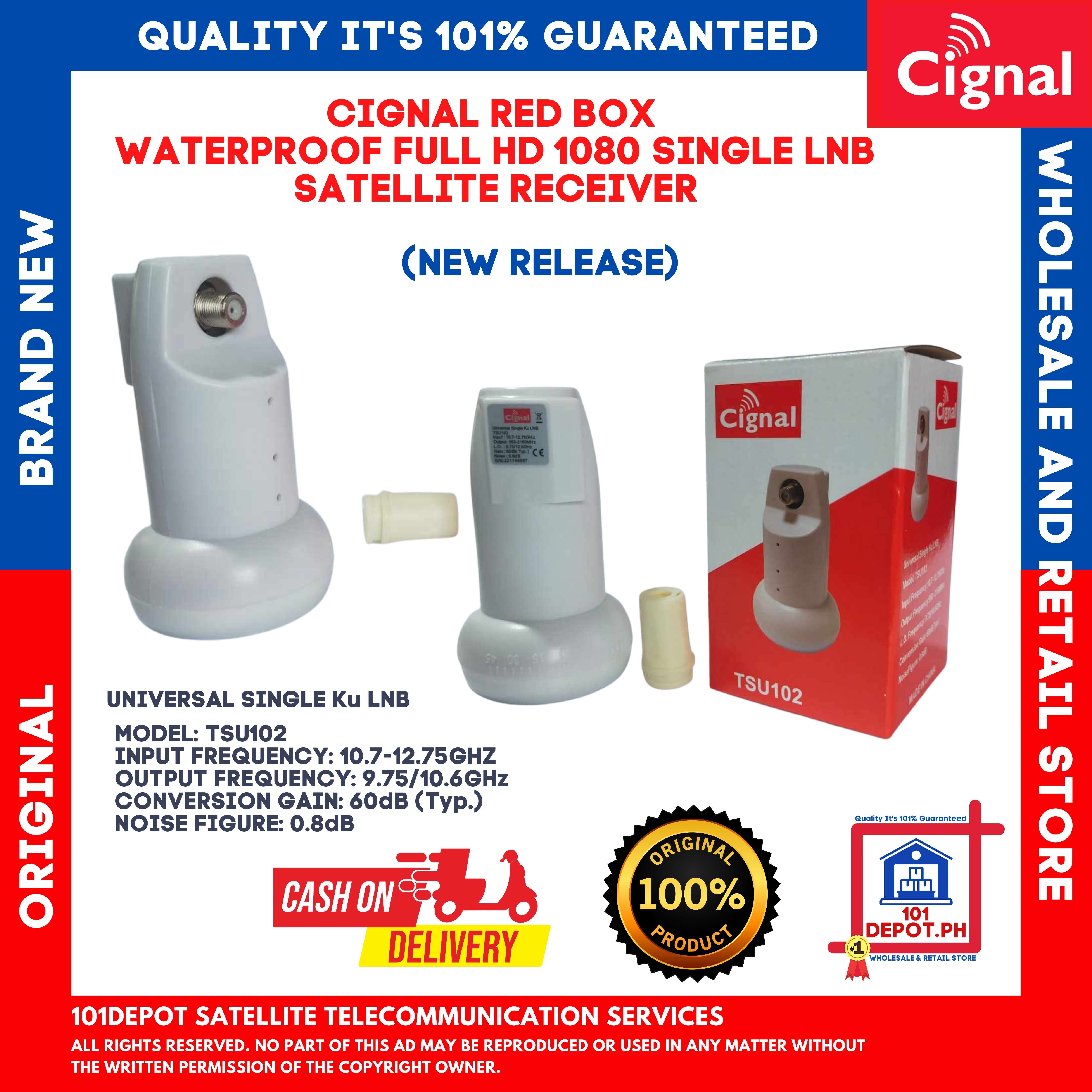 CIGNAL LNB UNIVERSAL WATERPROOF FULL HD 1080 SINGLE SATELITE RECEIVER (RED BOX) | Lazada PH