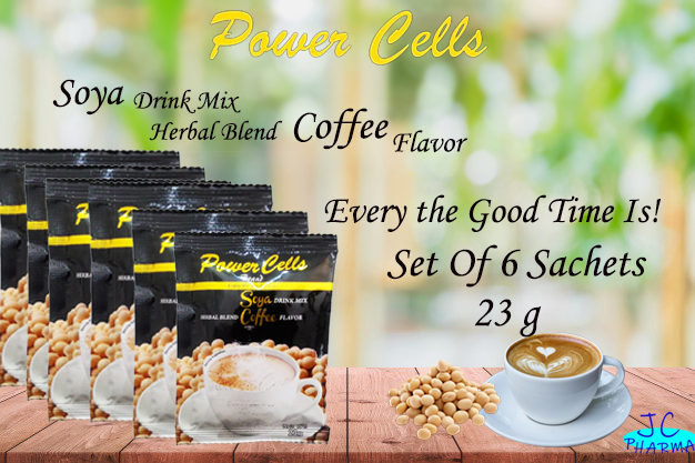 Authentic POWERCELLS BRAND Soya Coffee Set of 6 Sachets ( 23 g ...