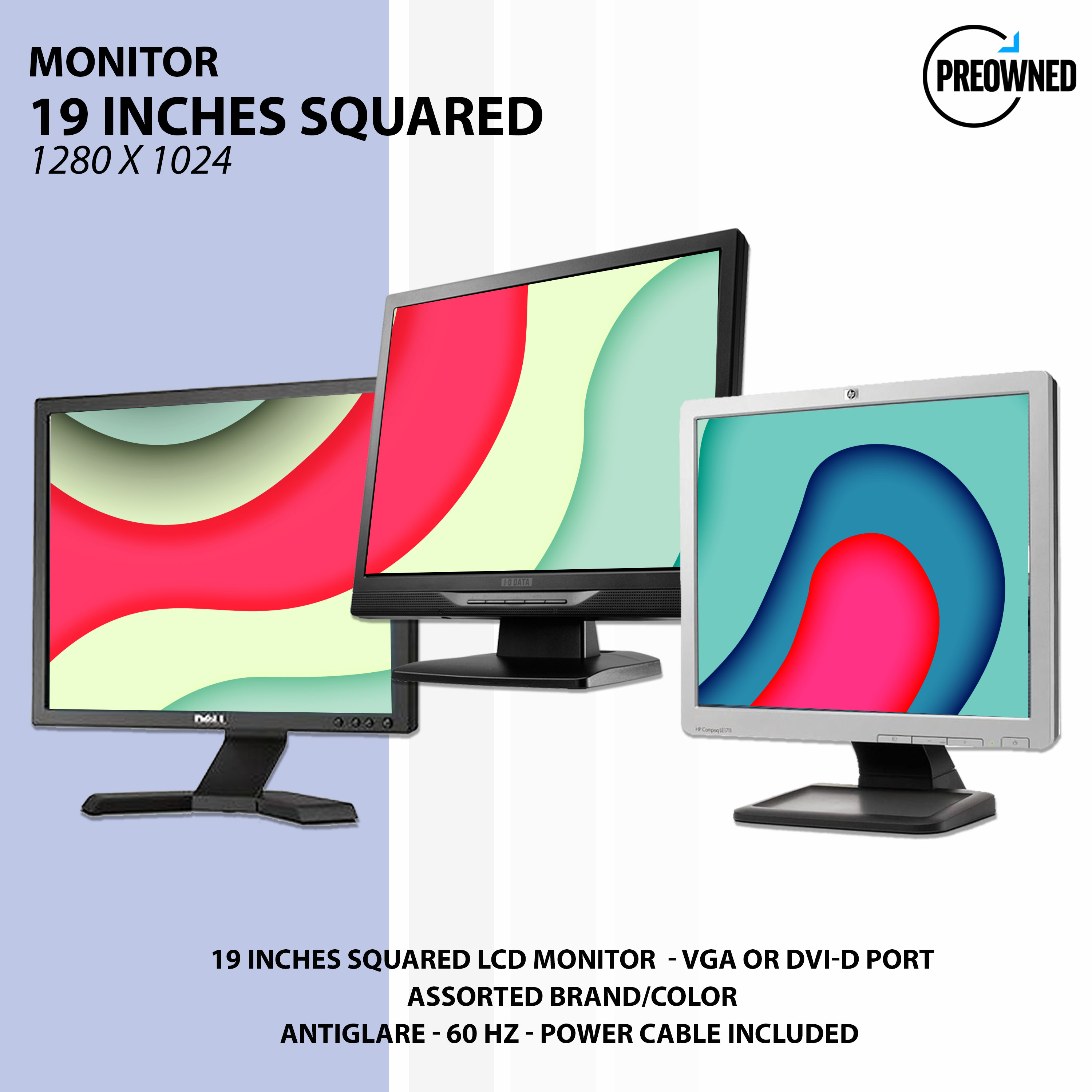 MONITOR / 19 INCHES SQUARED ( ASSORTED BRAND/COLOR / Wall Mount / 220v ...
