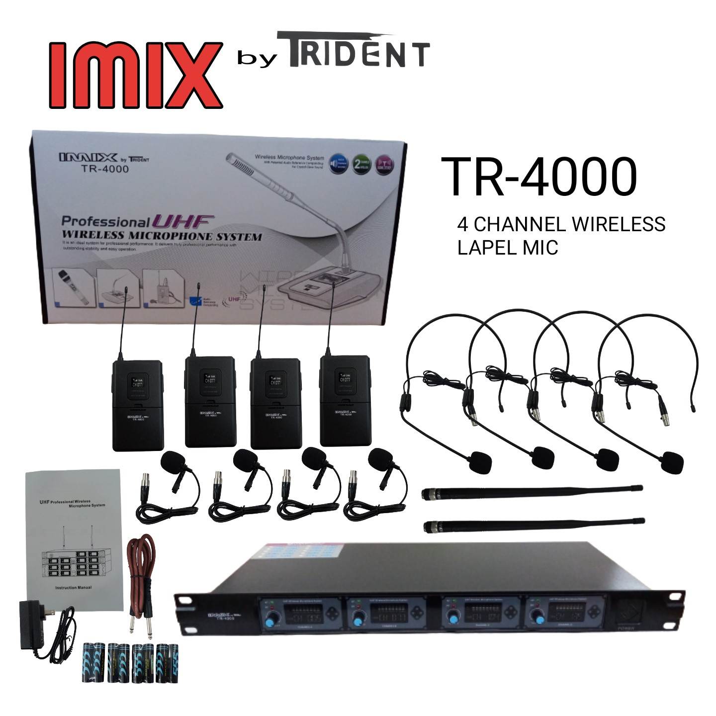 IMIX 4 channel UHF lapel wireless mic TR-4000 | Lazada PH