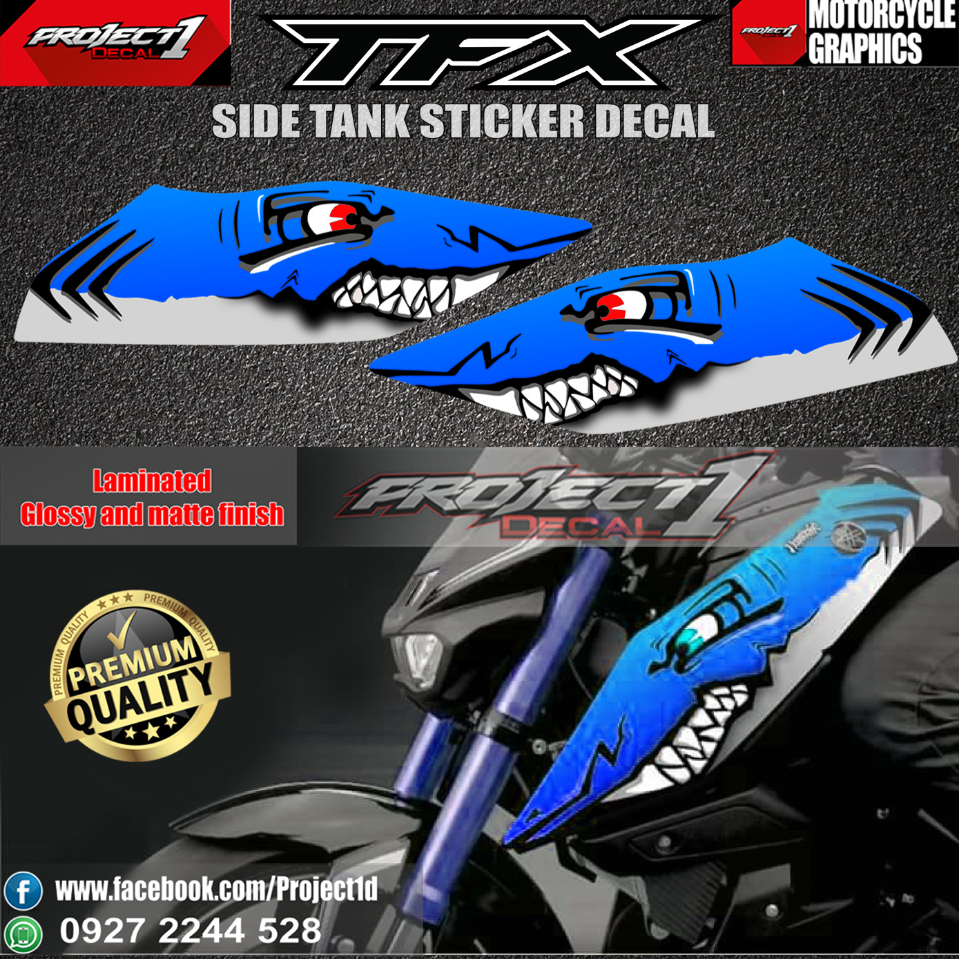 YAMAHA TFX SIDE TANK SHARK DECALS ( LAMINATED STICKER ) | Lazada PH