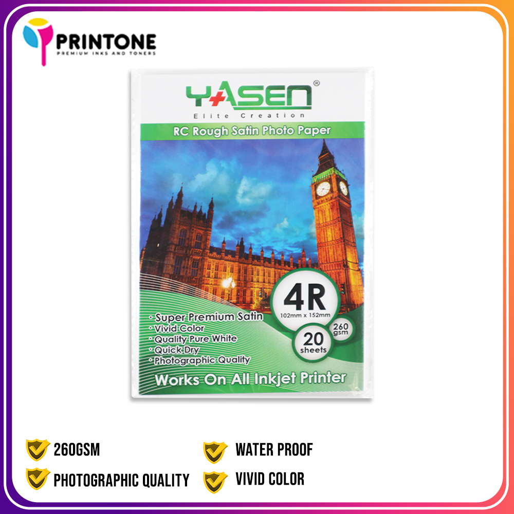 YASEN RC ROUGH SATIN Photo Paper | 260GSM A4 / 3R / 4R Waterproof Resin ...