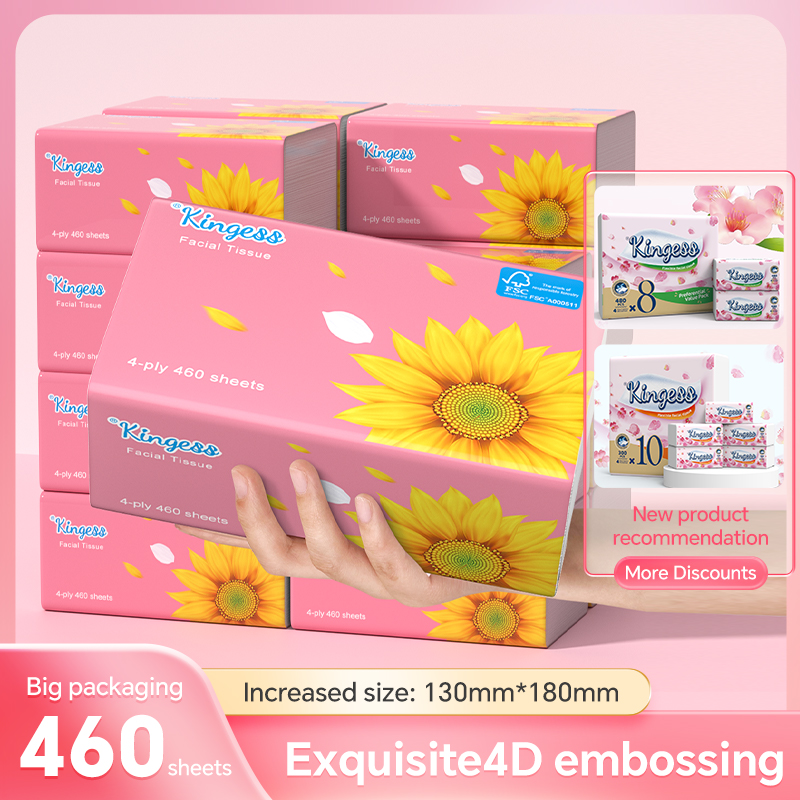 Kingess Facial Tissue 4-Ply 460 Sheets 8 Pcs interfolded paper tissue ...