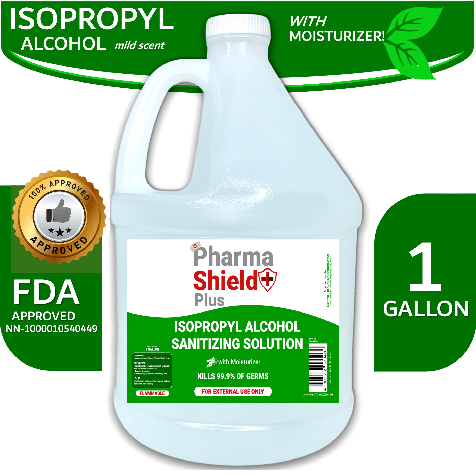Isopropyl Alcohol Antiseptic Disinfectant with Moisturizer - 1 GALLON ...