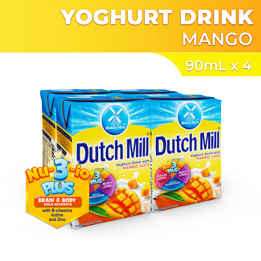 Dutch Mill Yoghurt Drink Mango Fruits Juice 90ml x 4 | Lazada PH