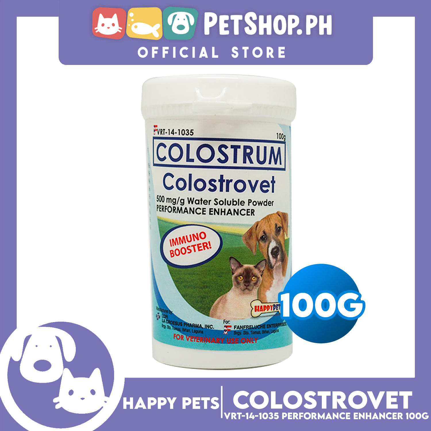 Happy Pets Colostrum Colostrovet VRT-14-1035 Performance Enhancer 100g ...