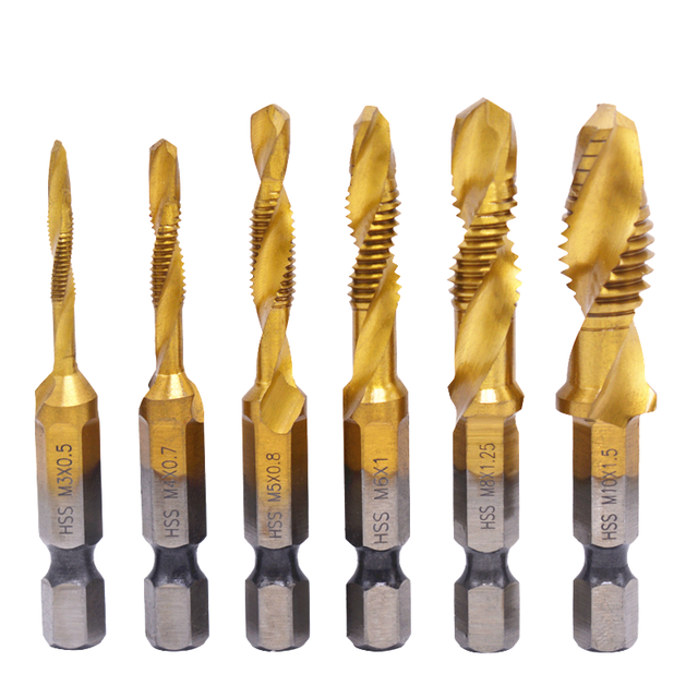 6Pcs M3-M10 Screw Tap Drill Bits Hss Taps Countersink Deburr Set Metric ...