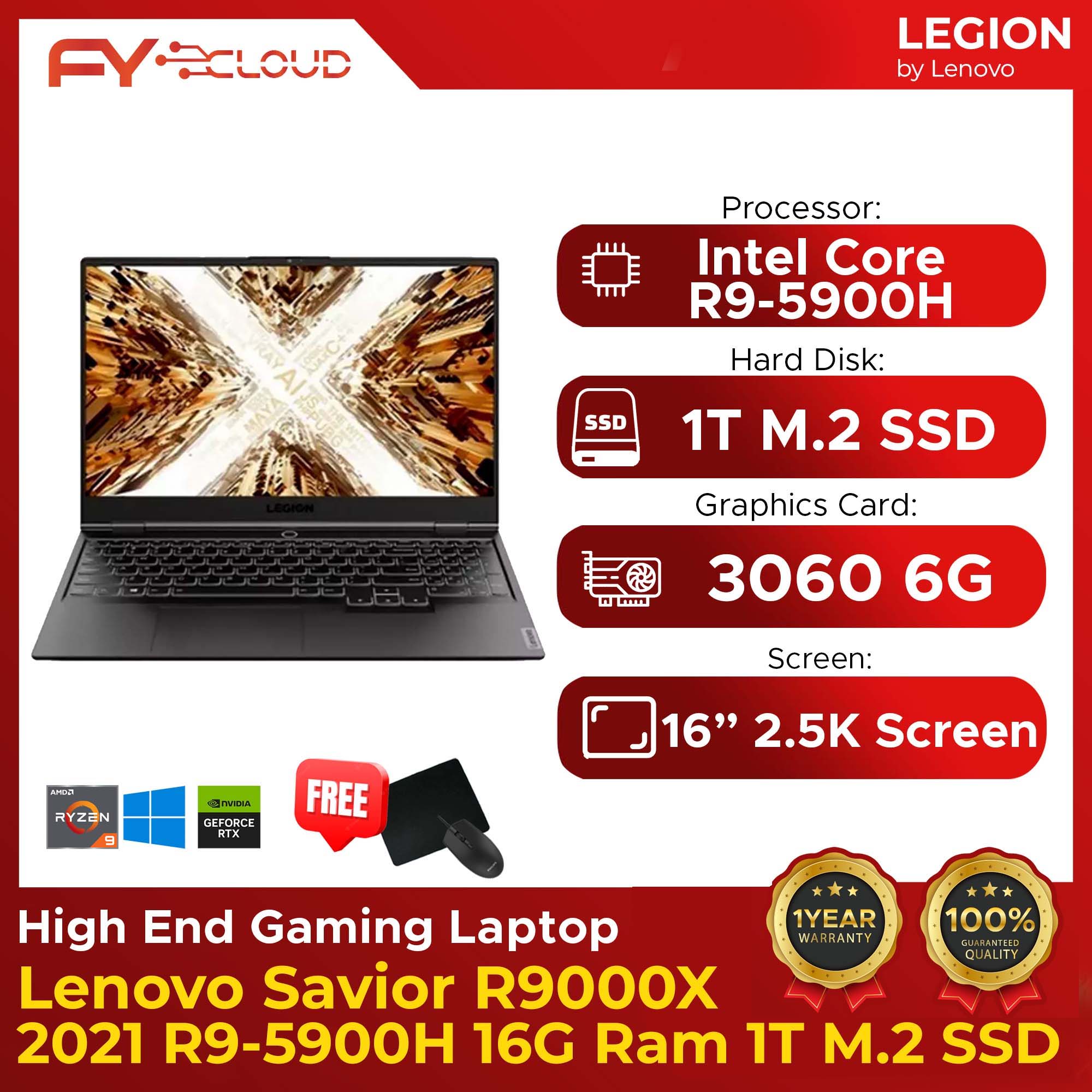 Lenovo Legion Savior R9000X 2021 R9-5900H 16G Ram 1T M.2 Solid State ...