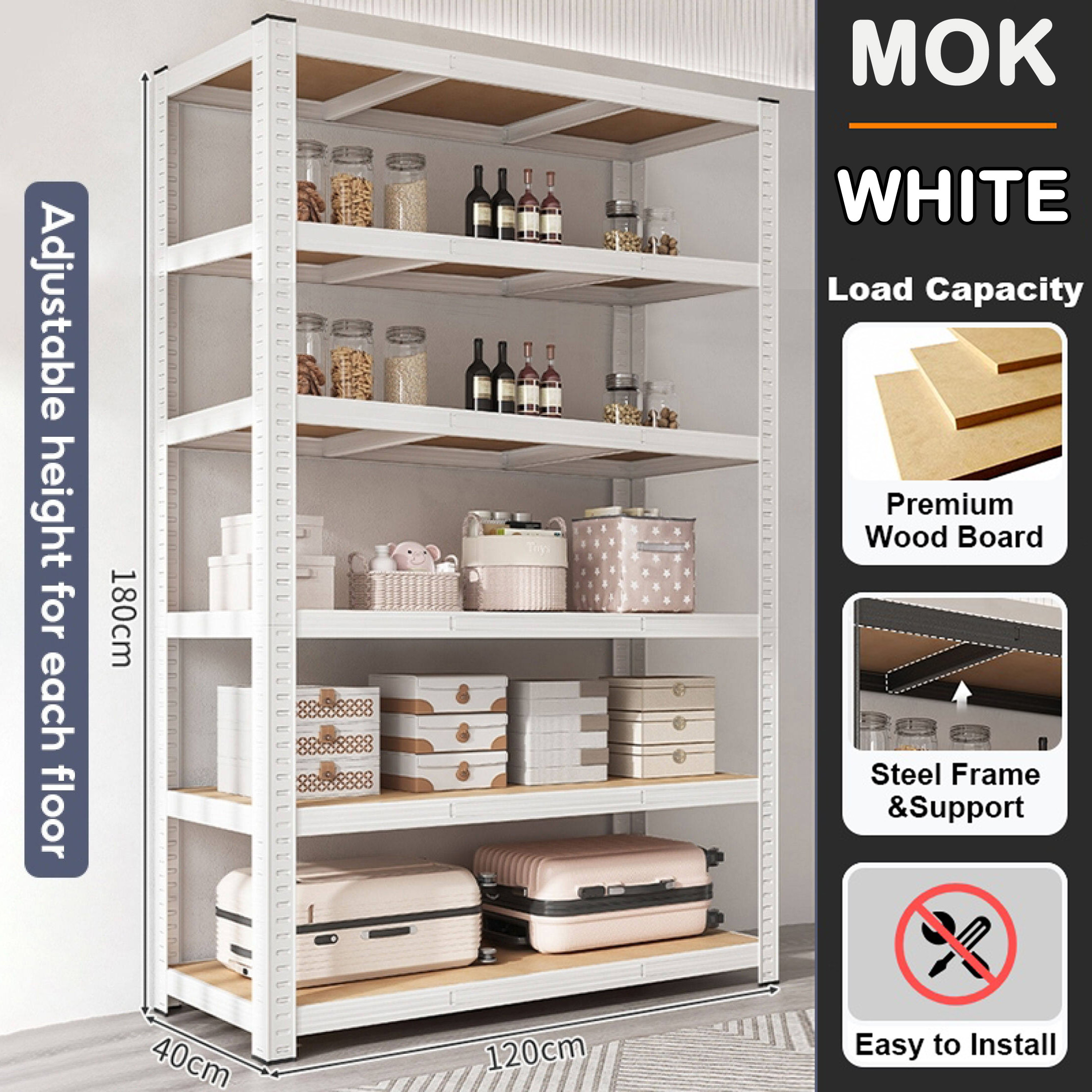 6 Layer Metal Rack Boltless Rack Heavy Duty Steel Rackorganizer storage rack Shelving Units ...