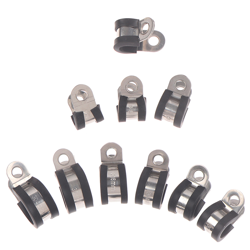 Jay 2pcs 304 Stainless Steel Rubber Lined P Clips Cable Mounting Hose ...